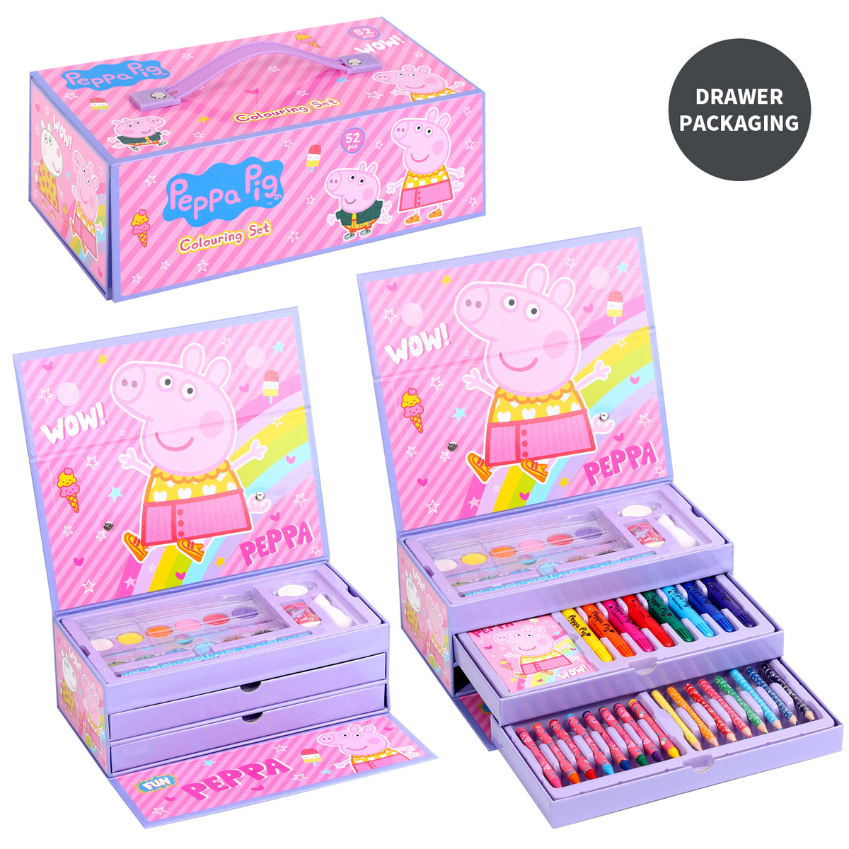 Peppa Pig 52 Piece Colouring Stationery Tool Box - Creative Playtime ...