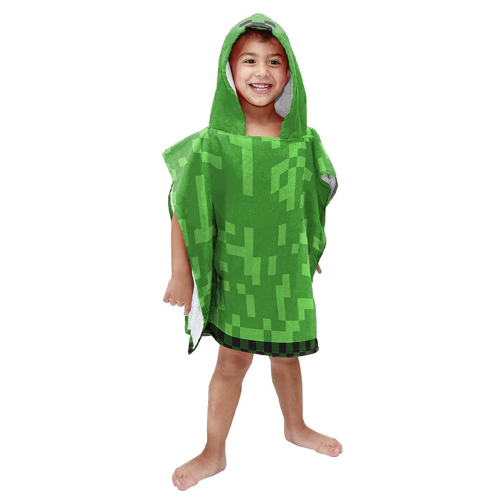 Minecraft Creepers Kids Hooded Poncho Towel 56cm x 56cm – Character Stop