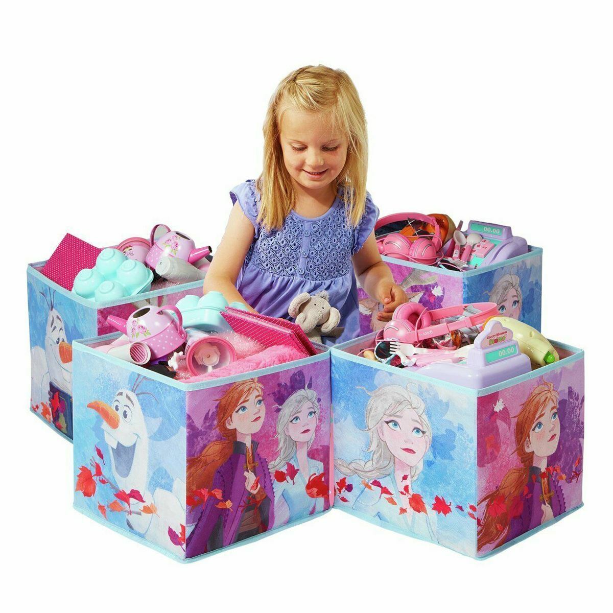 Disney Frozen Foldable Cube Storage Boxes 4 Pack Character Stop